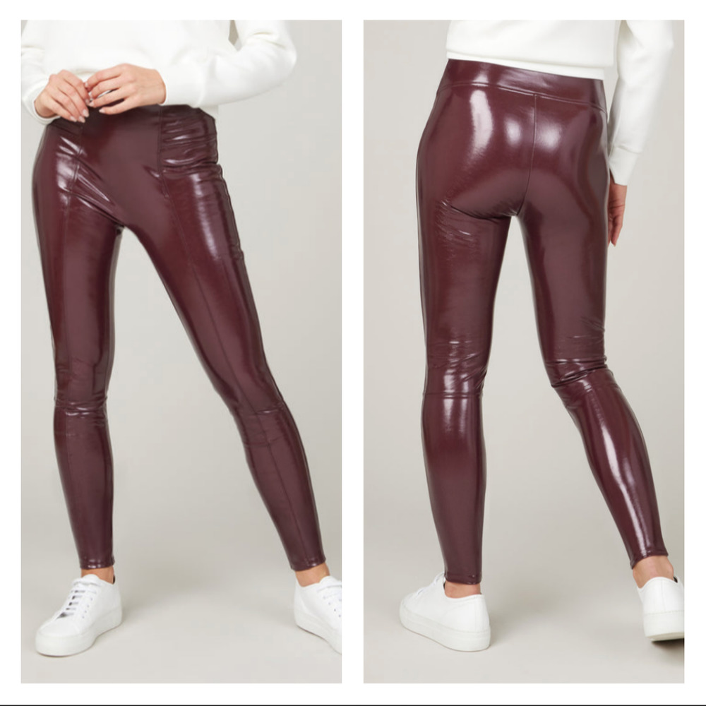 Spanx Faux Patent Leather Leggings In Ruby Size Mediu… - Gem
